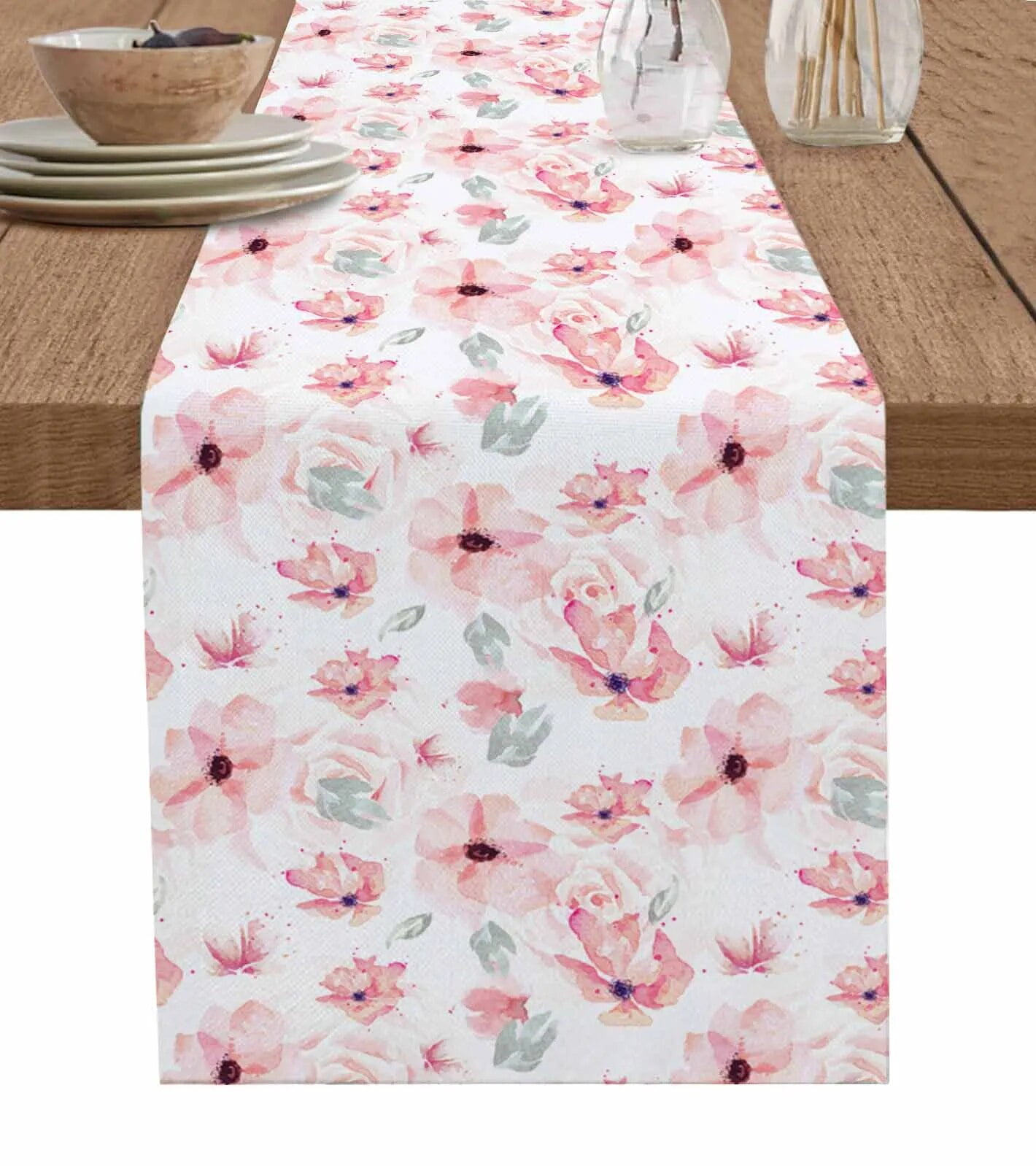 Spring Flowers Hand Drawn Table Runner Wedding Decor Table Runner Home ...