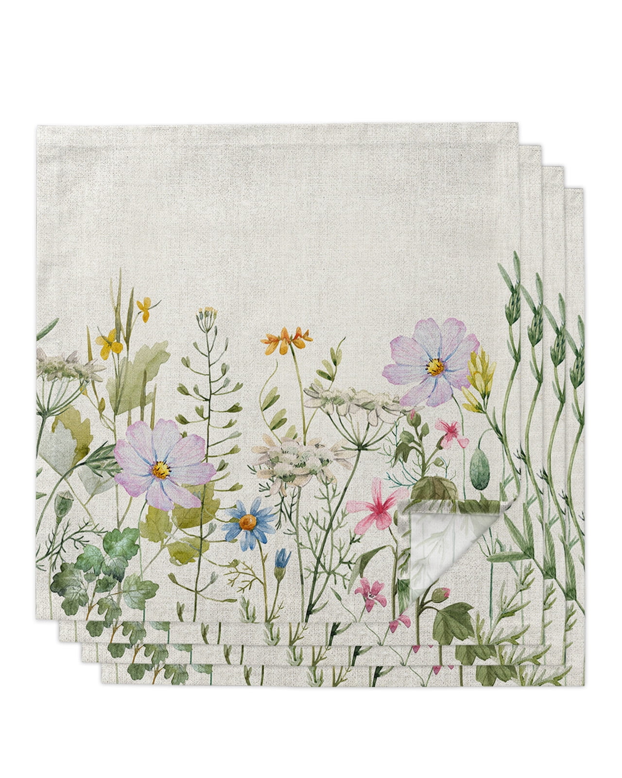 Spring Flowers Herbs Fields Retro Square 50cm Table Napkin Wedding ration Table Cloth Kitchen ...