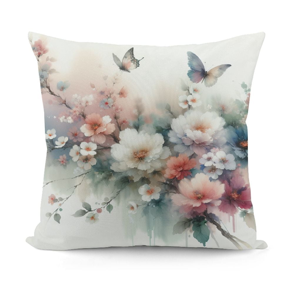 Spring Flowers Hummingbird Orange Throw Pillow Covers, Watercolor ...