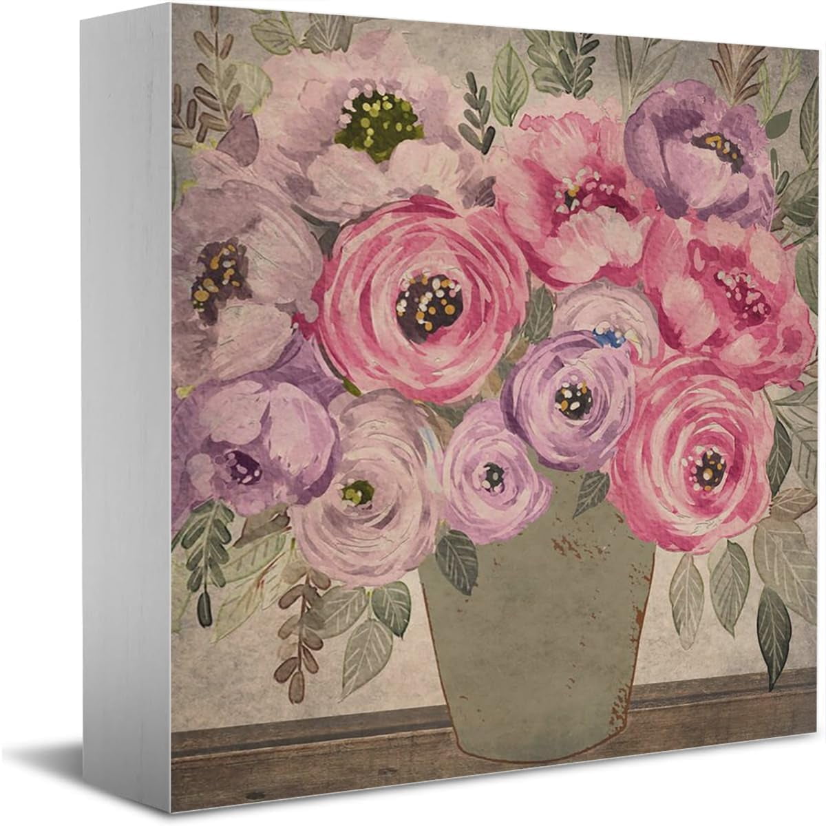 Spring Flowers In A Vase Spring Wooden Box Sign Spring Decorations ...