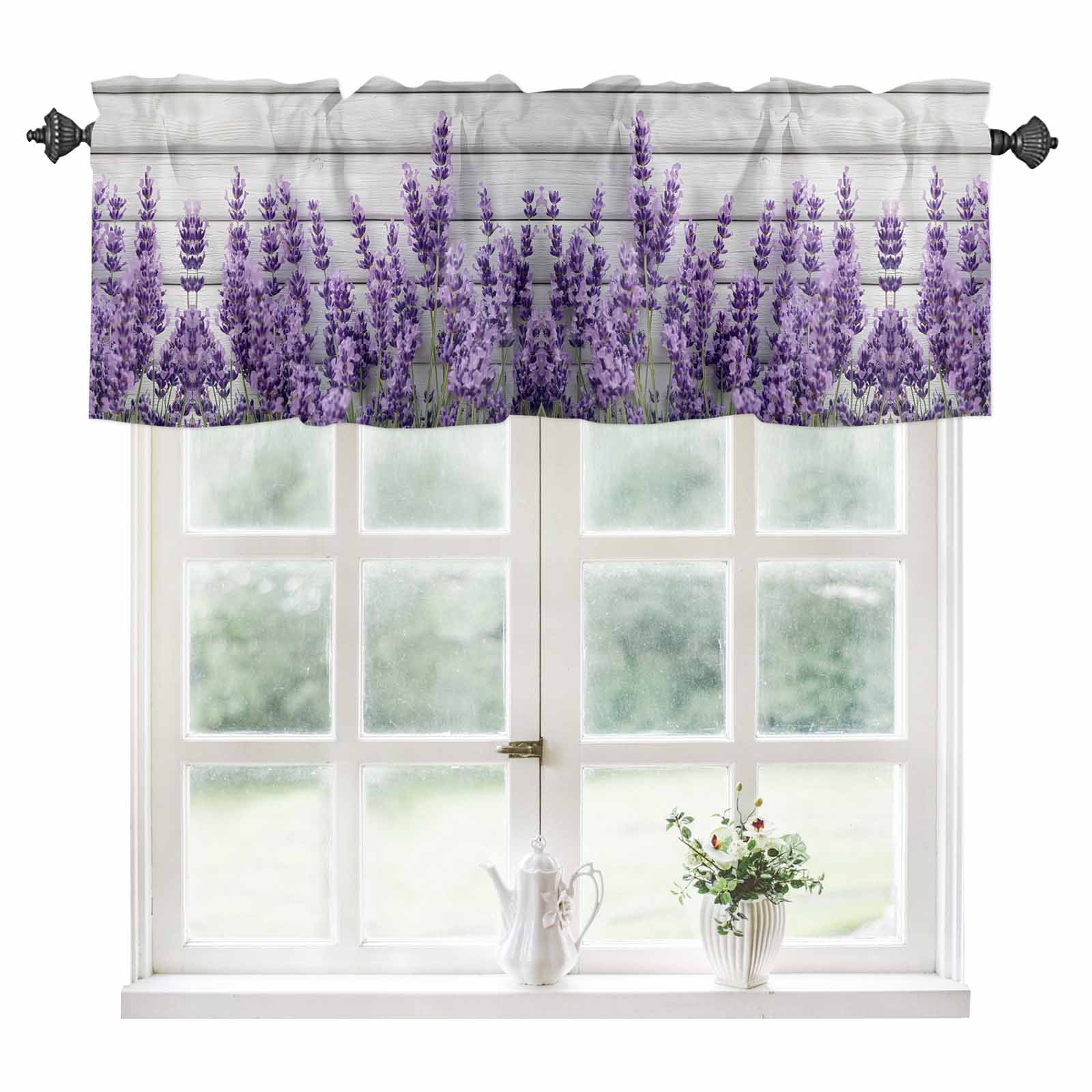Spring Flowers Kitchen Valances for Windows 60x18 Inch Kitchen Curtains ...