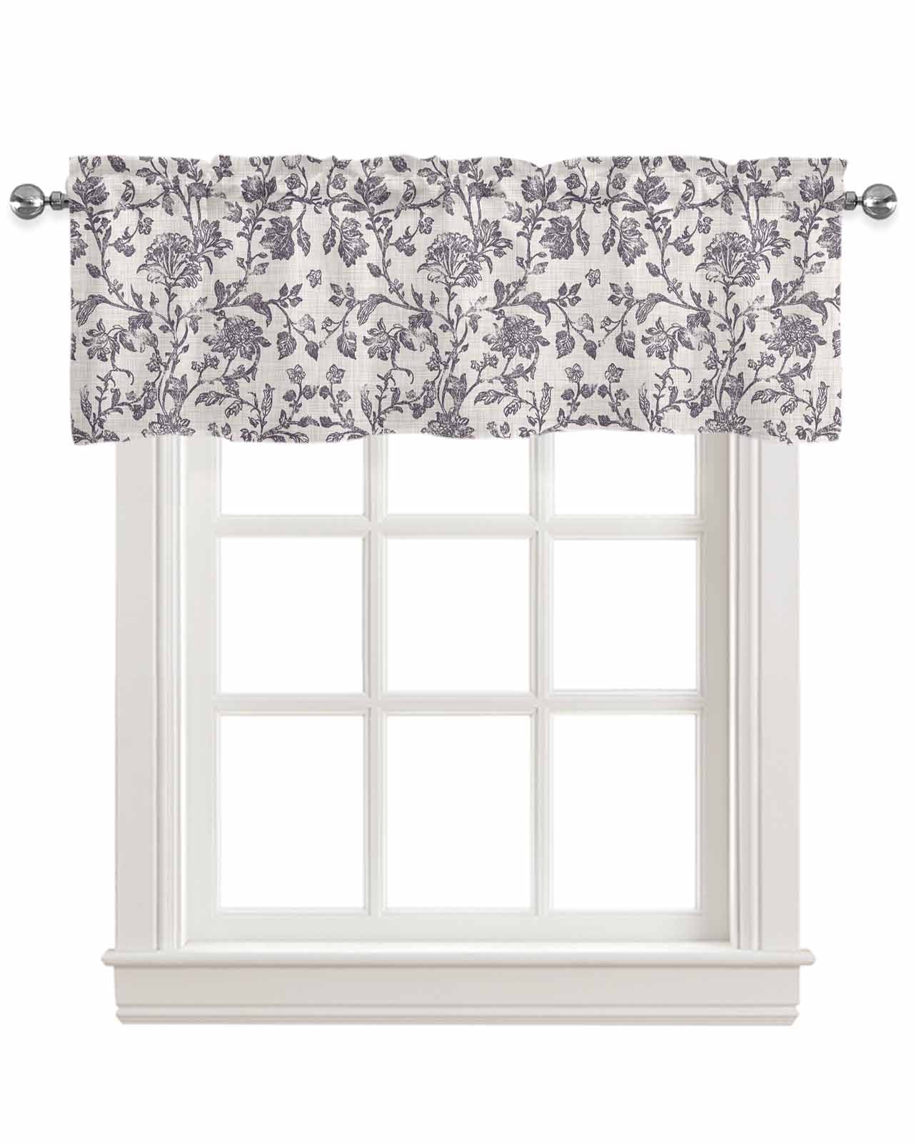 Spring Flowers Kitchen Valances for Windows Farmhouse Linen Window ...