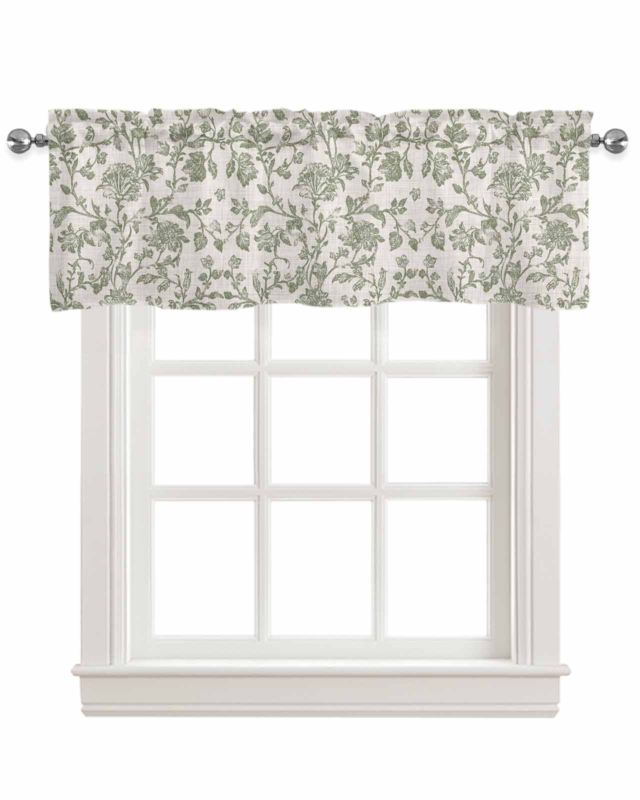 Spring Flowers Kitchen Valances for Windows Farmhouse Linen Window ...