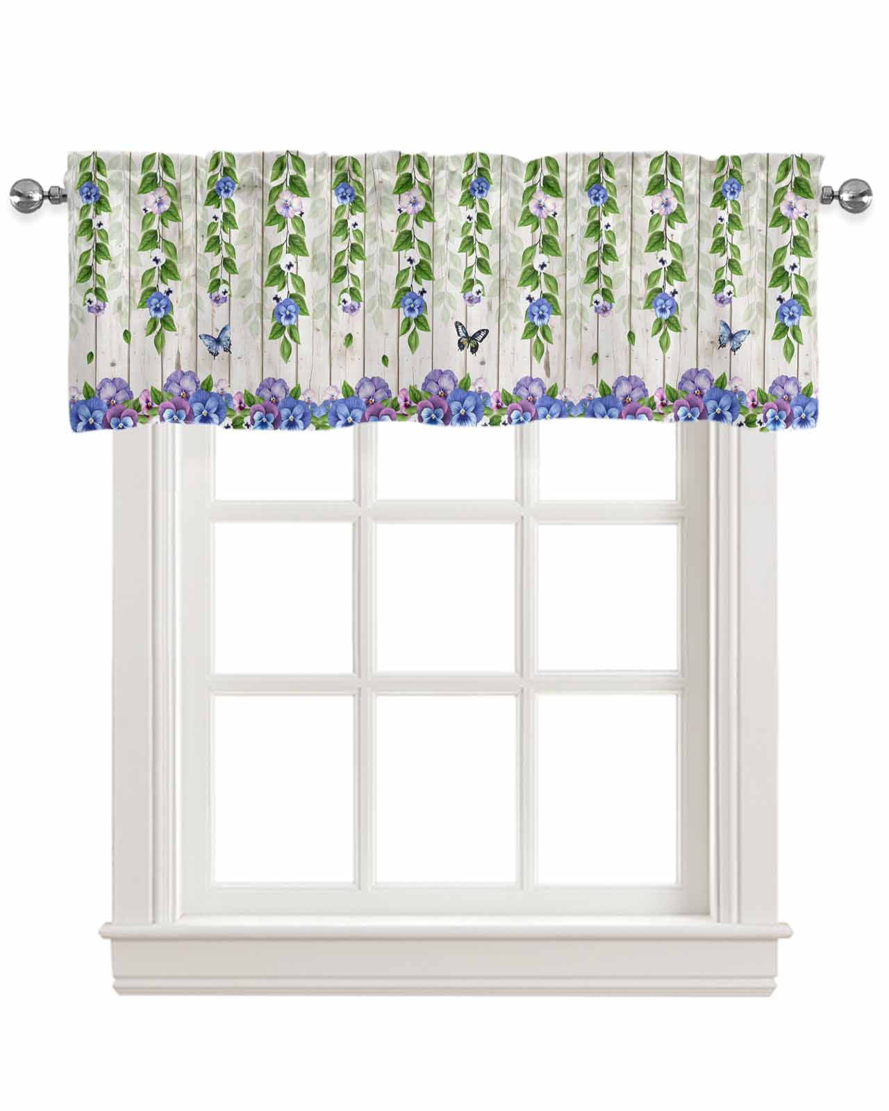 Spring Flowers Kitchen Valances for Windows Farmhouse Linen Window ...