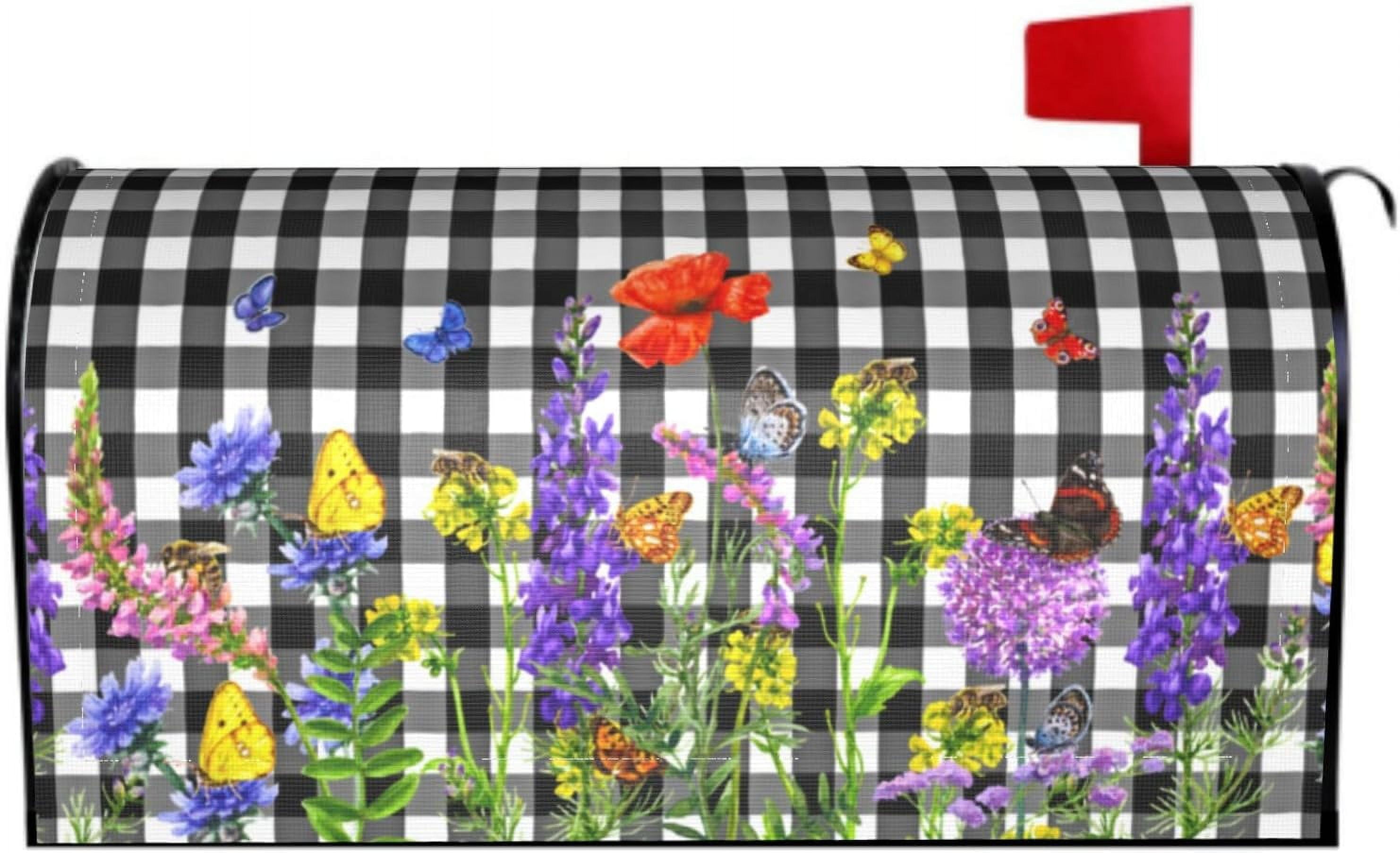 Spring Flowers Mailbox Covers Magnetic Green Leaf Butterfly Floral ...