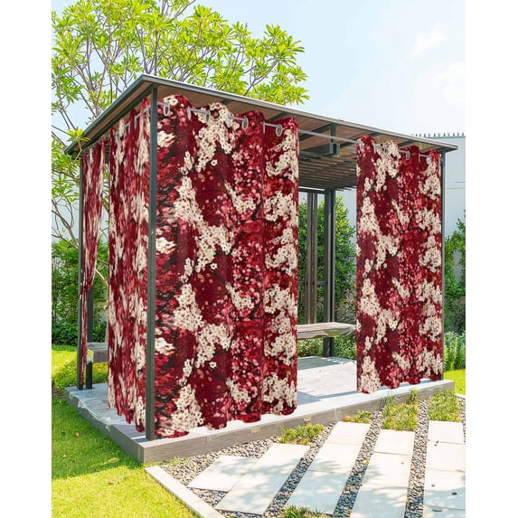 Spring Flowers Outdoor Curtains for Patio, Red Pink Peaches Flower ...