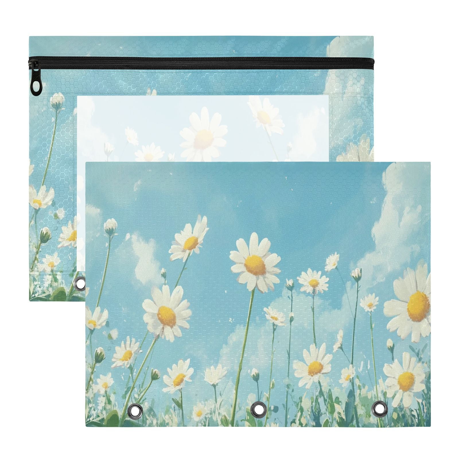 Spring Flowers Painting A4 Pencil Pouch 3 Ring Zipper Pencil Pouches Pencil Case for Binder ...