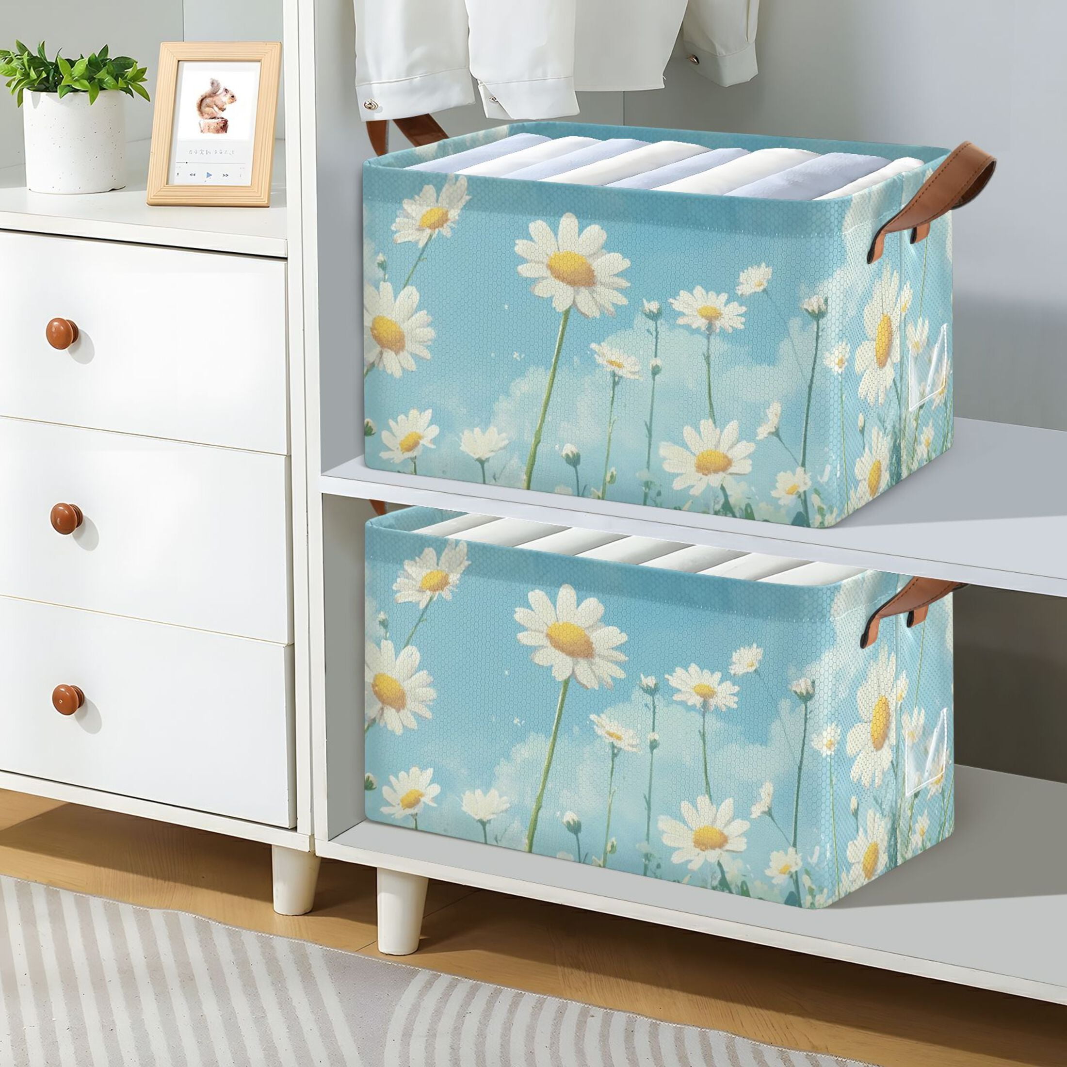 Spring Flowers Painting Foldable Storage Large Fabric Storage Baskets ...