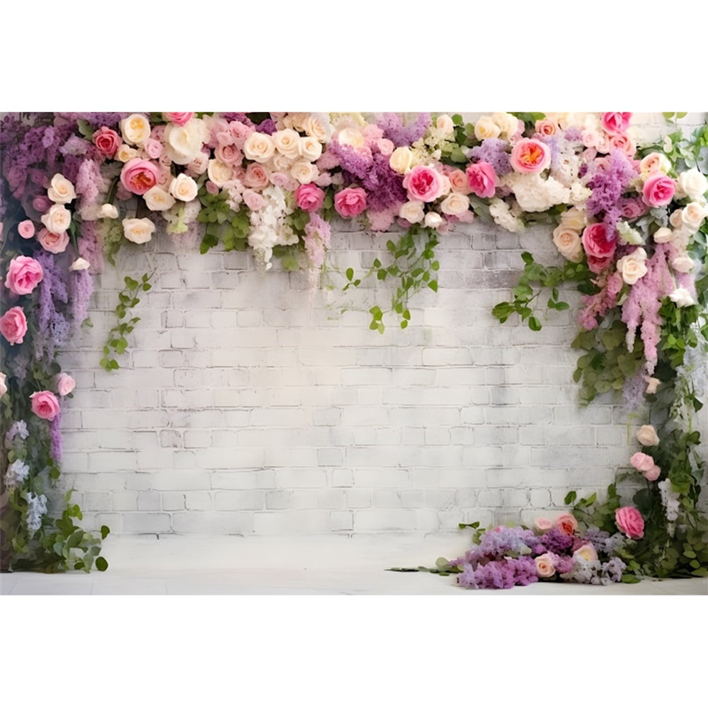 Spring Flowers Photography Backdrop Baby Shower Birthday Party r Banner ...