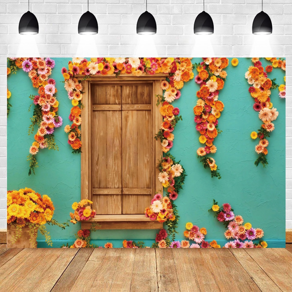 Spring Flowers Photography Backdrop Fence Rose Pink Brick Wall ...