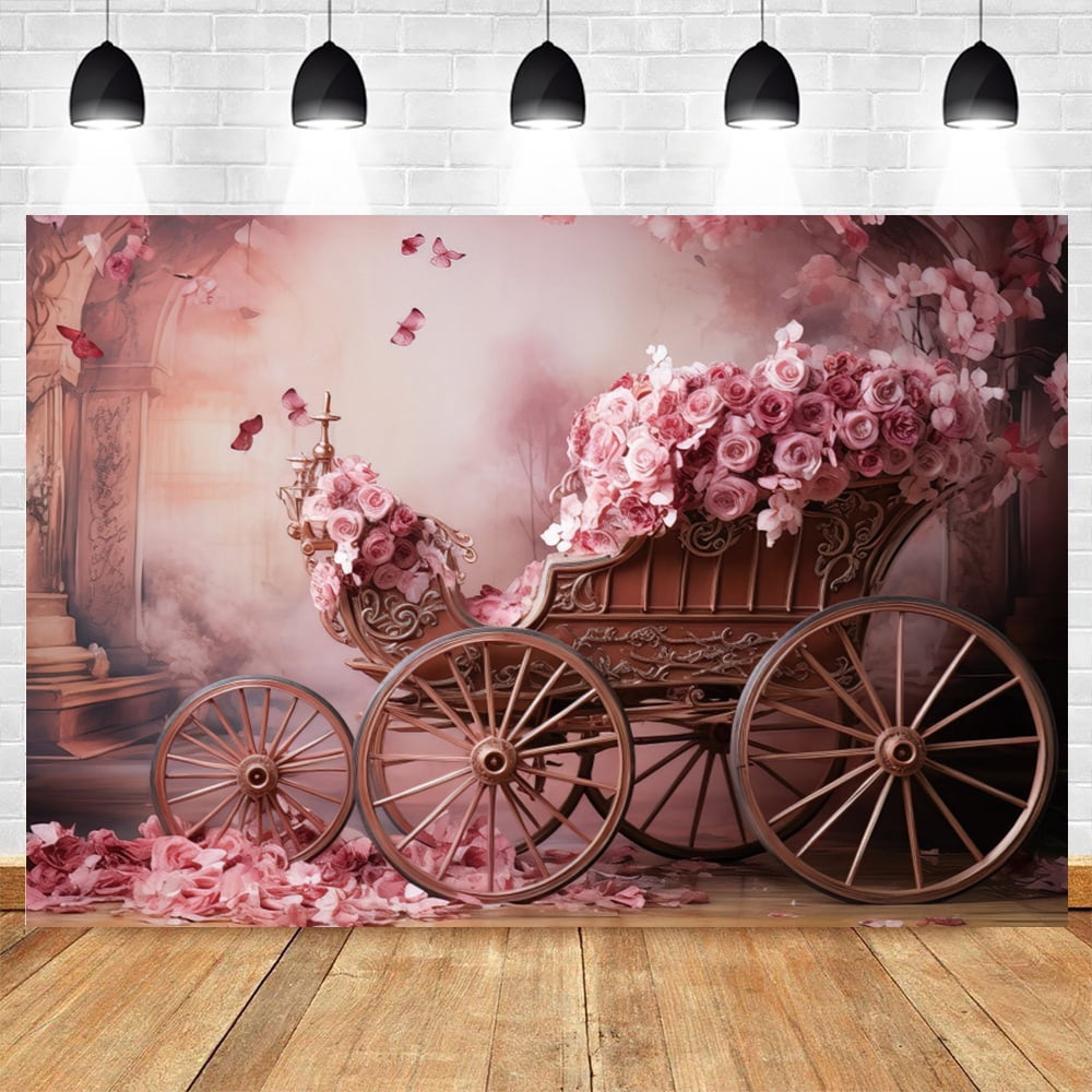 Spring Flowers Photography Backdrop Fence Rose Pink Brick Wall ...
