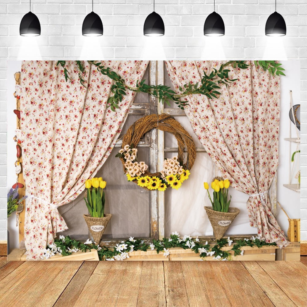 Spring Flowers Photography Backdrop Fence Rose Pink Brick Wall ...