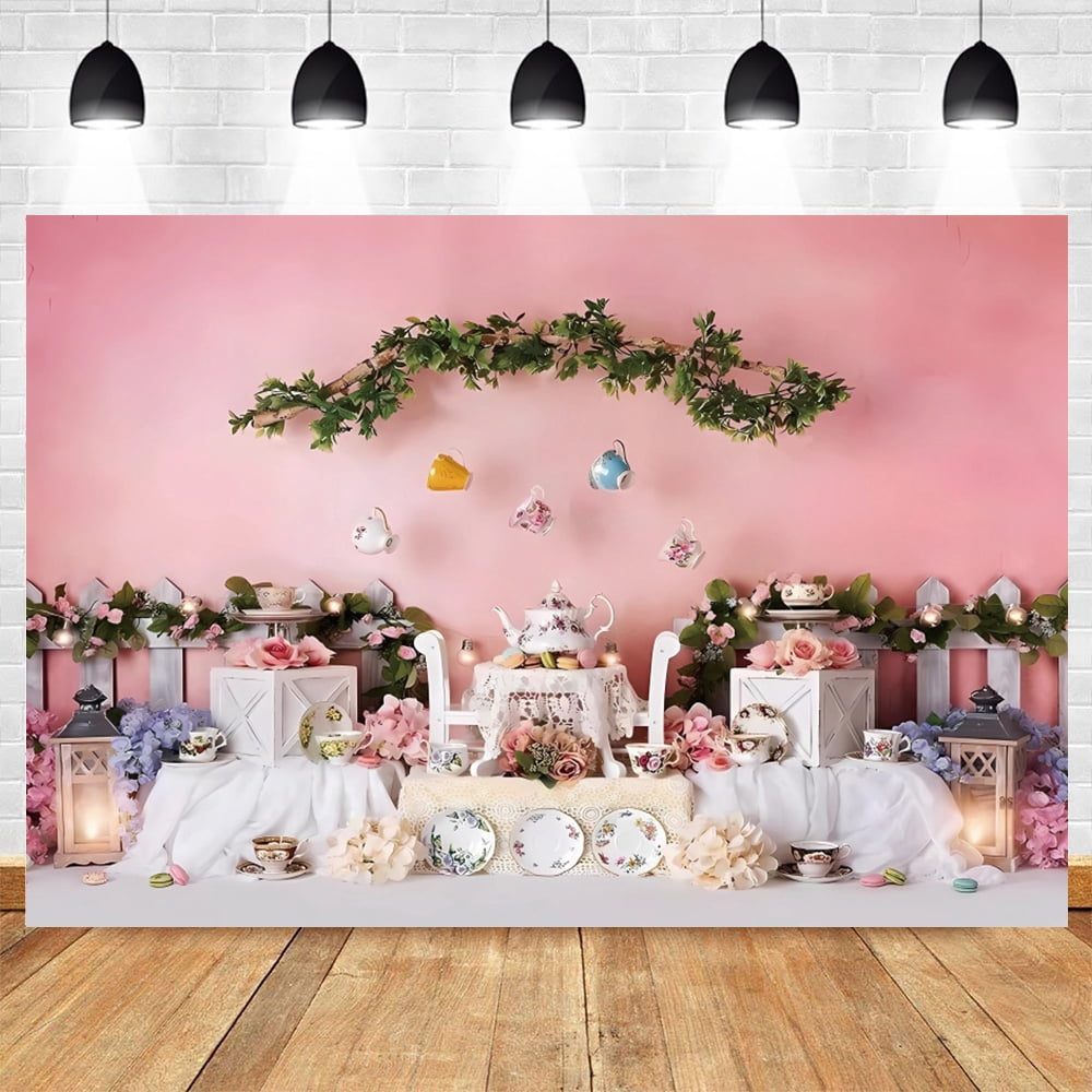 Spring Flowers Photography Backdrop Fence Rose Pink Brick Wall ...