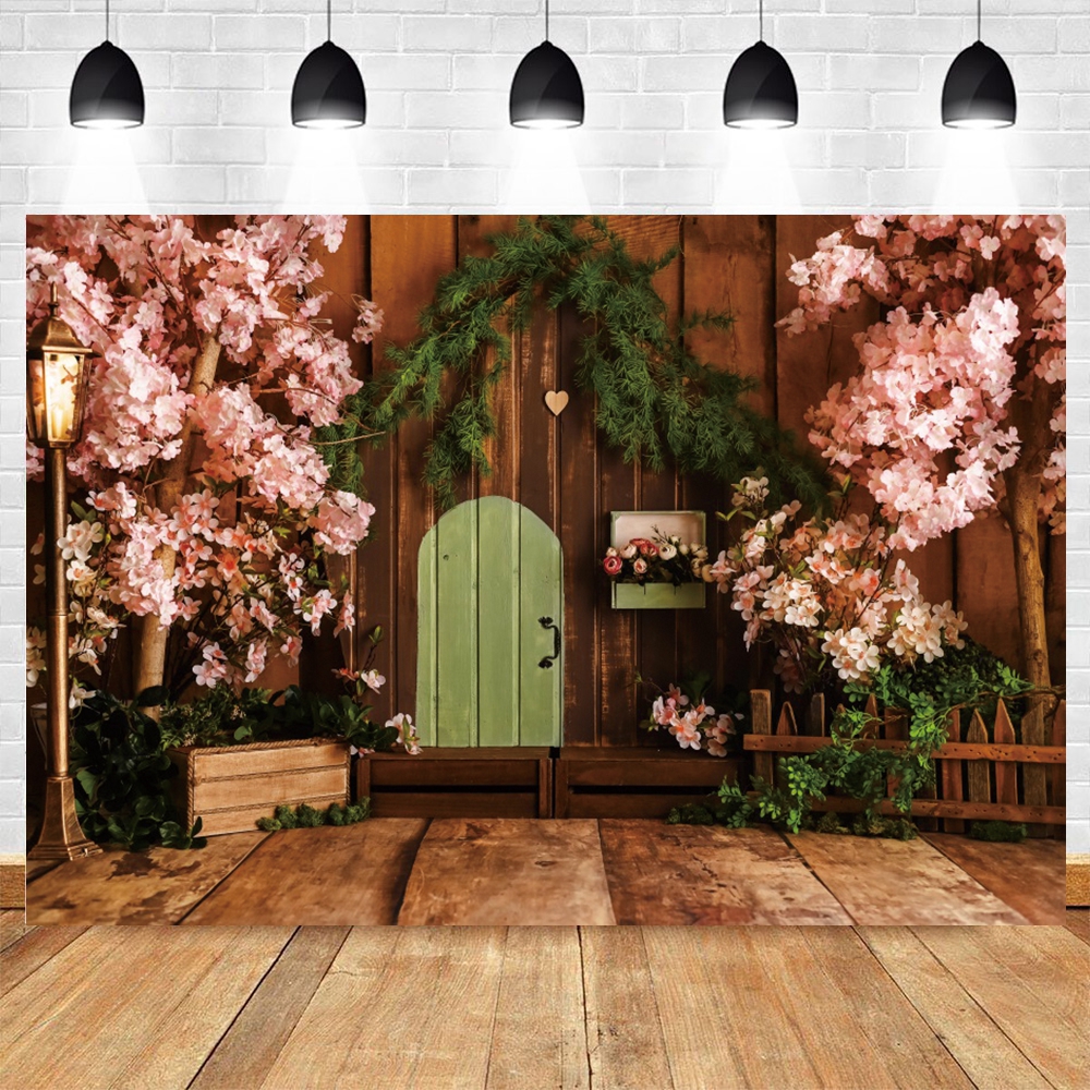 Spring Flowers Photography Backdrop Fence Rose Pink Brick Wall ...