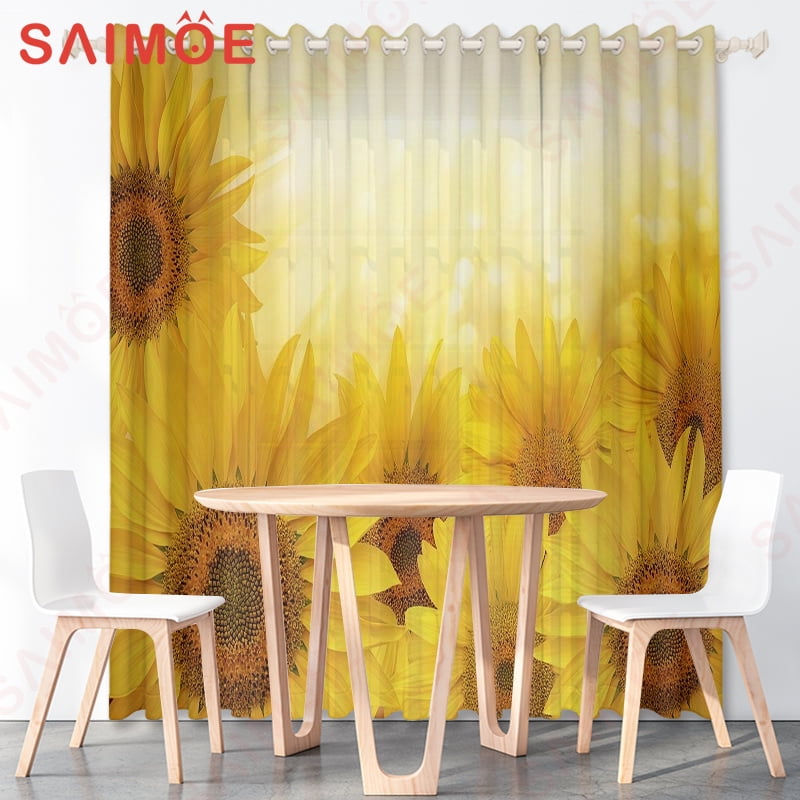 Spring Flowers Plants Curtains Solid Color Background Pictures Thin ...