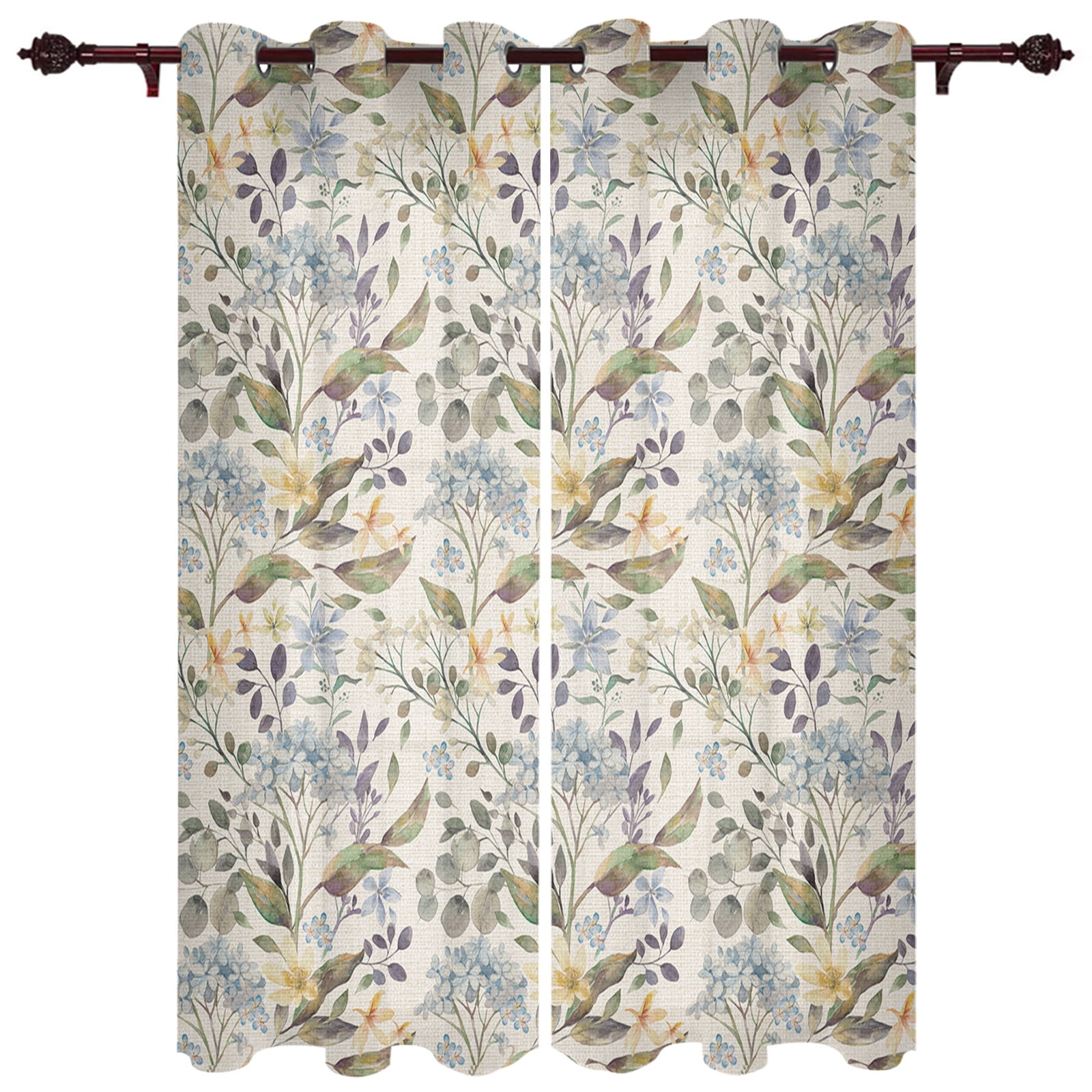 Spring Flowers Plants Hydrangeas Curtains for Living Room Bedroom Study ...