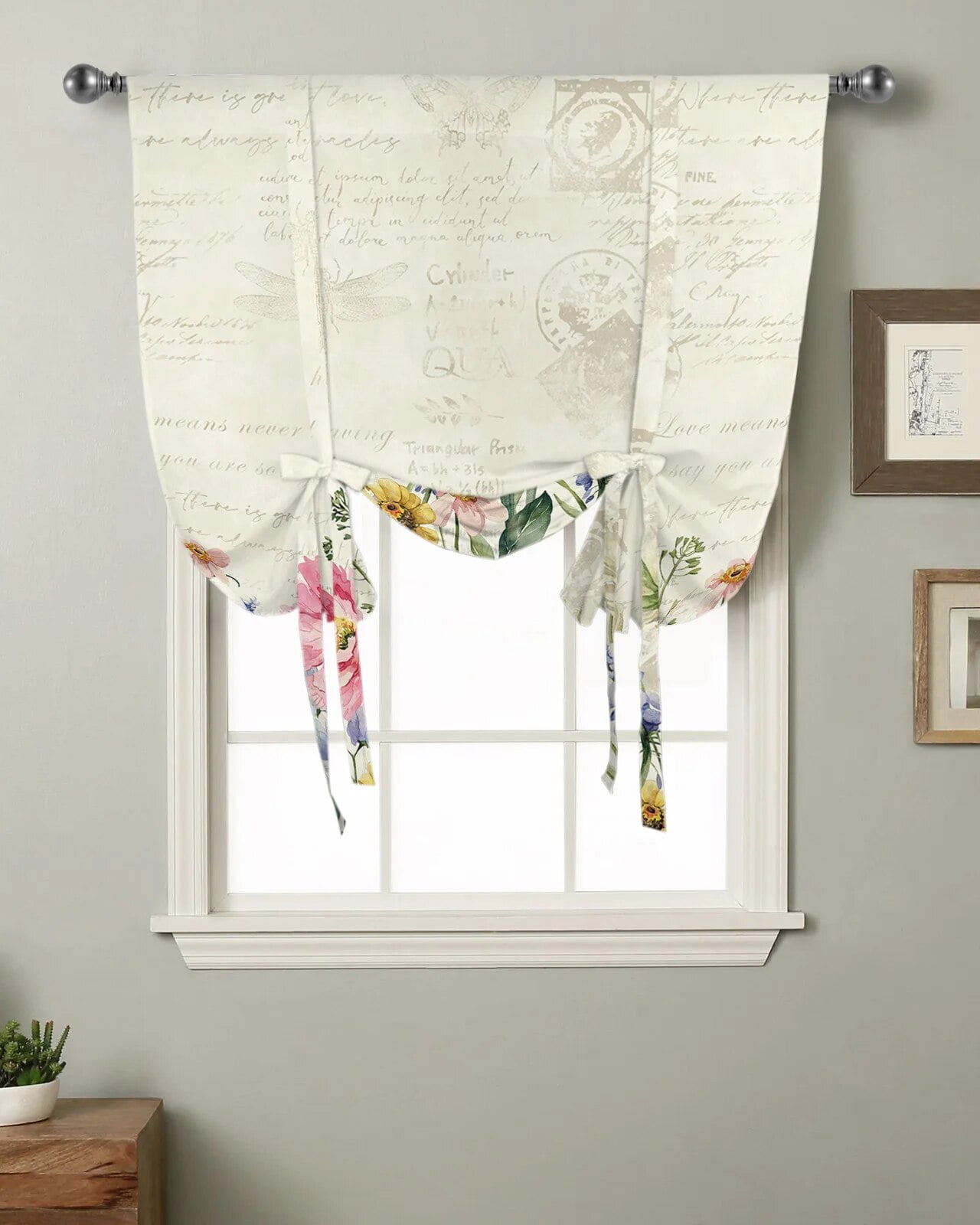 Spring Flowers Plants Wildflowers Kitchen Short Window Curtain Rod ...