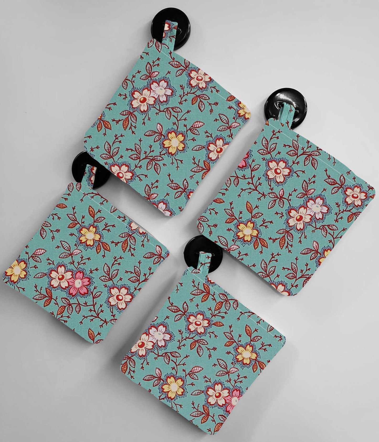 Spring Flowers Pot Holders (Set of 4) by Penny's Needful Things (Teal ...