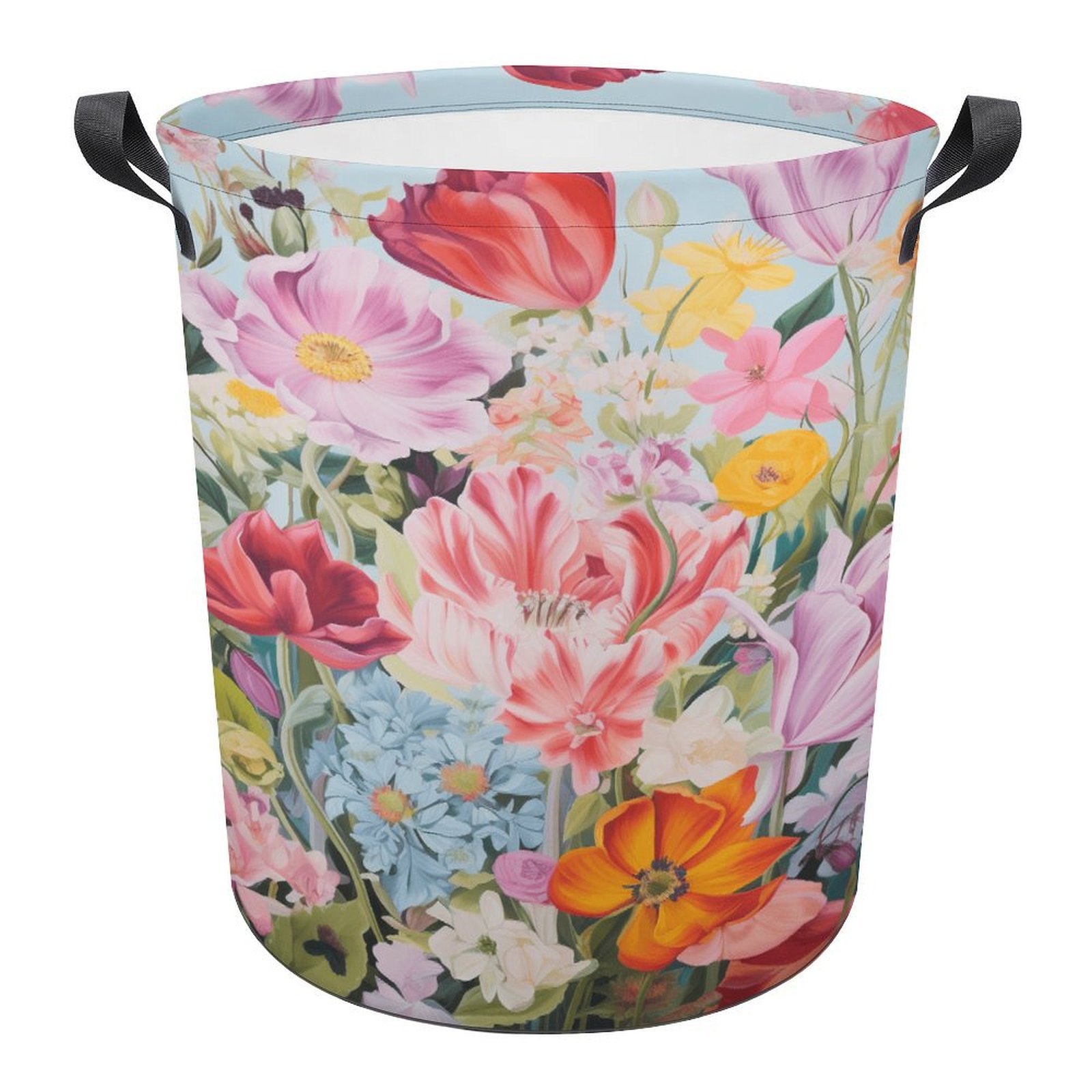 Spring Flowers Print Foldable Laundry Basket for Clothes Storage Hamper ...