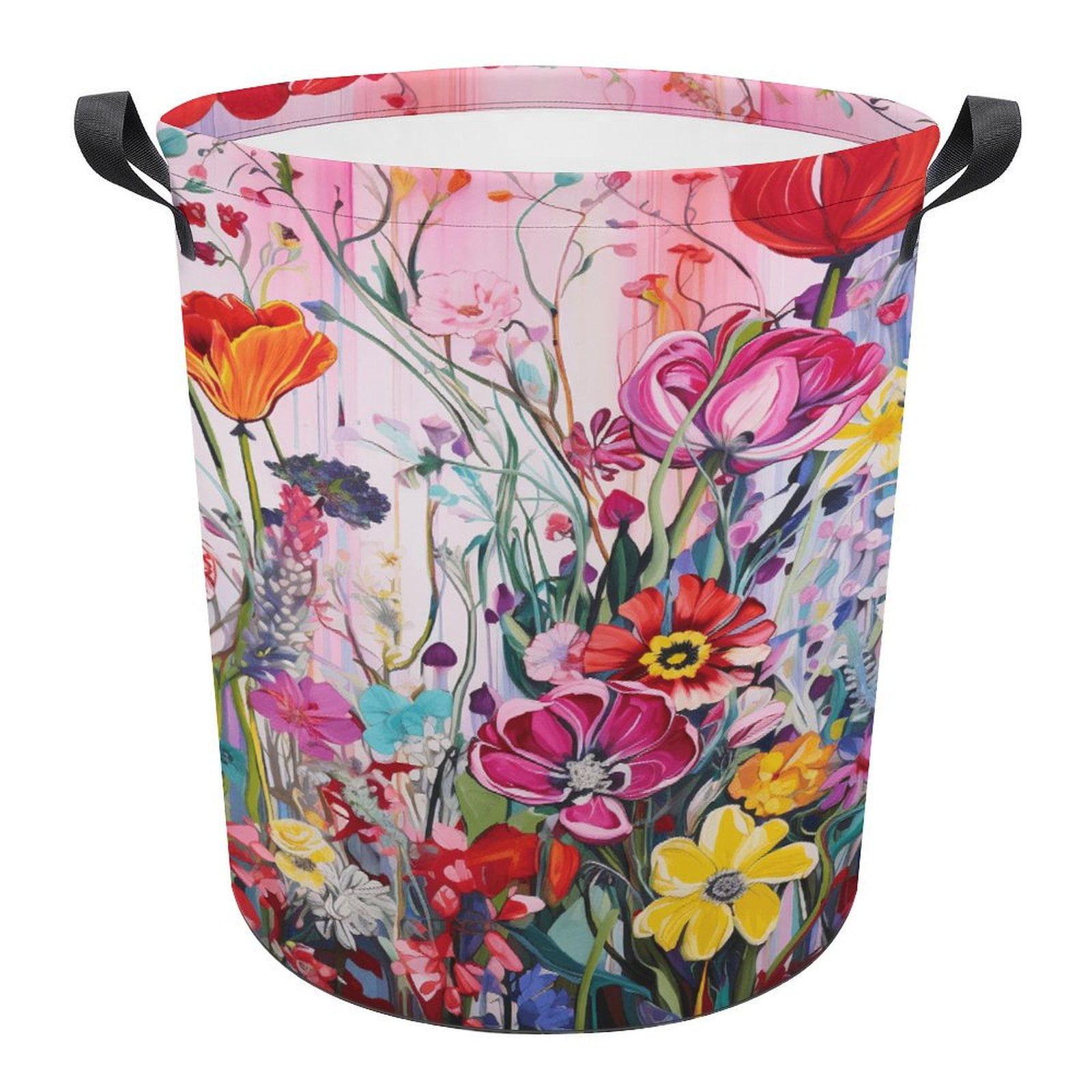 Spring Flowers Print Foldable Laundry Basket for Clothes Storage Hamper ...