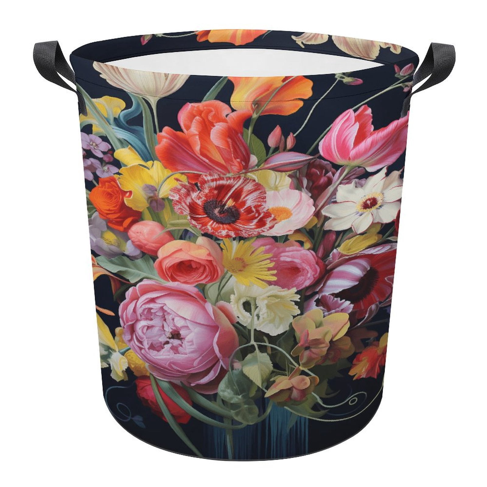 Spring Flowers Print Foldable Laundry Basket for Clothes Storage Hamper ...