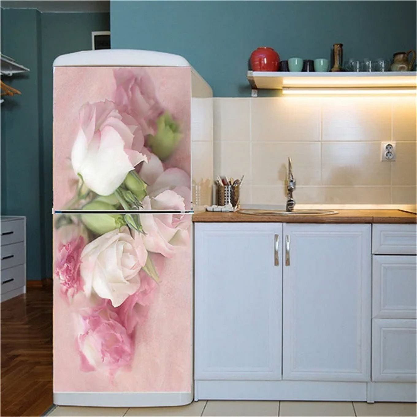Spring Flowers Refrigerator Magnet Sticker Beautiful Pink Floral Fridge ...