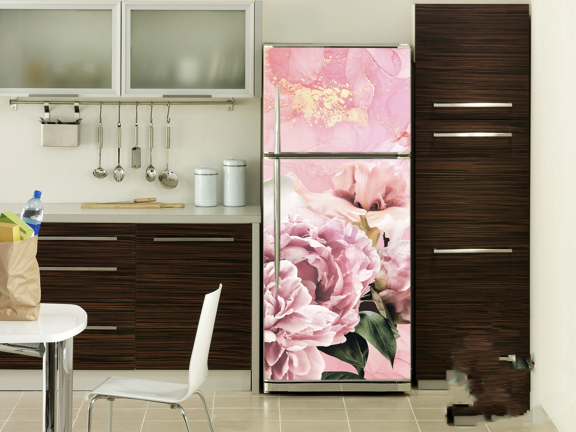 Spring Flowers Refrigerator Magnet Sticker Beautiful Pink Floral Fridge ...