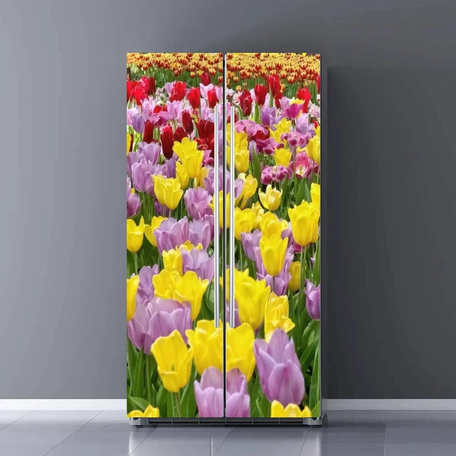 Spring Flowers Refrigerator Sticker Colorful Floral Decal Door Mural ...