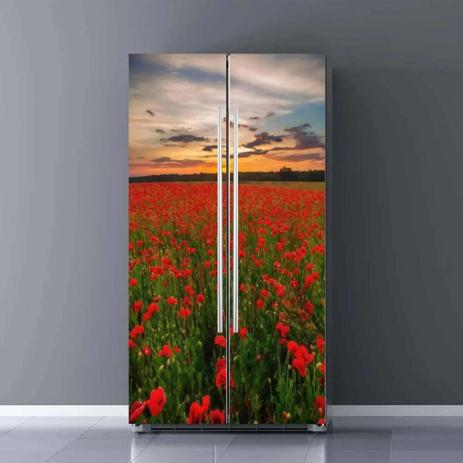 Spring Flowers Refrigerator Sticker Colorful Floral Decal Door Mural ...
