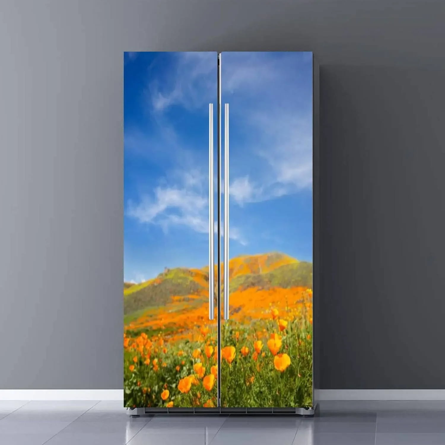 Spring Flowers Refrigerator Sticker Colorful Floral Decal Door Mural ...