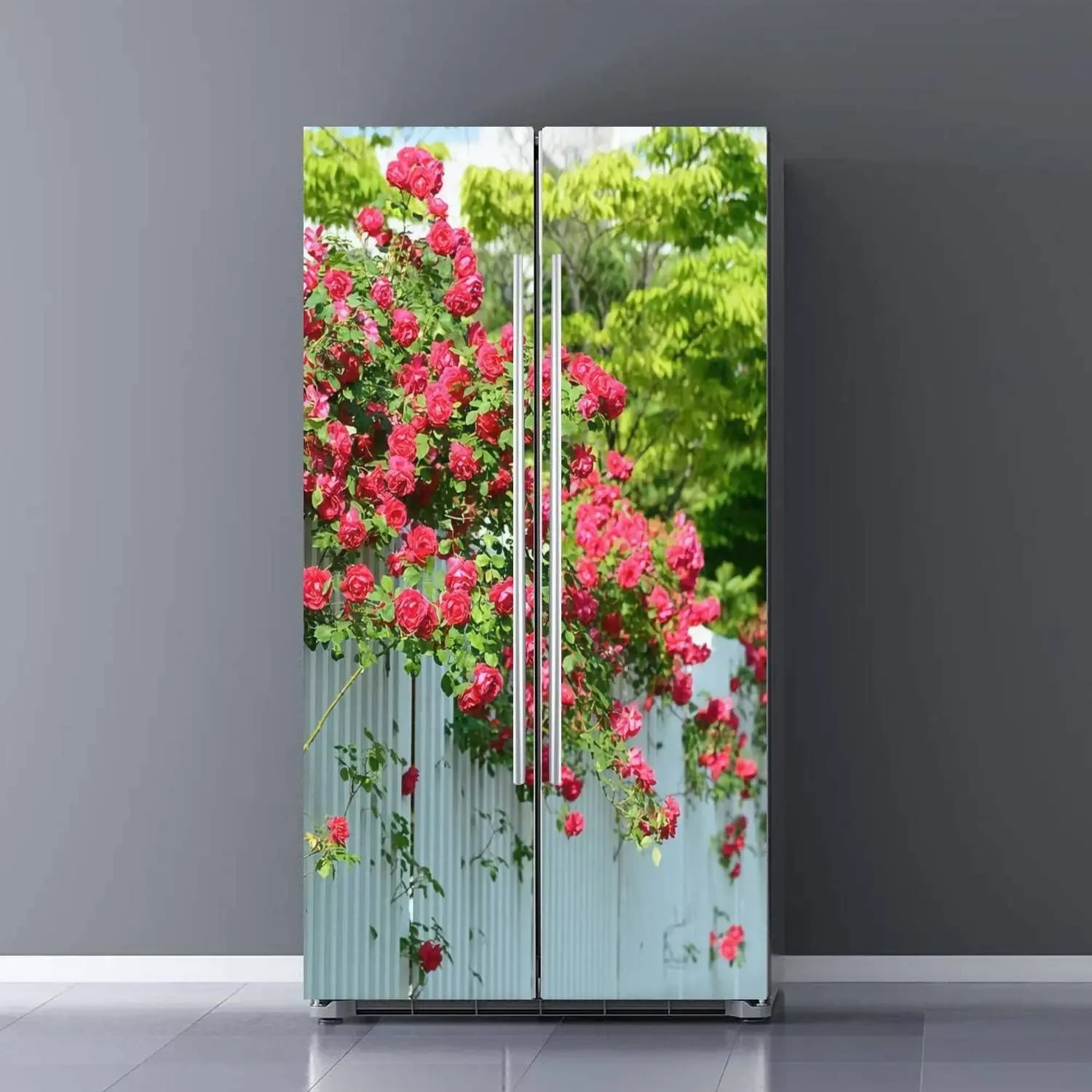 Spring Flowers Refrigerator Sticker Colorful Floral Decal Door Mural ...