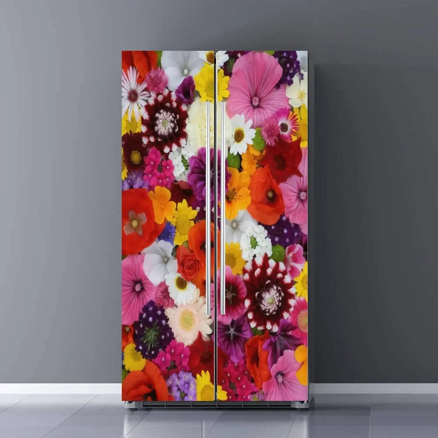 Spring Flowers Refrigerator Sticker Colorful Floral Decal Door Mural ...