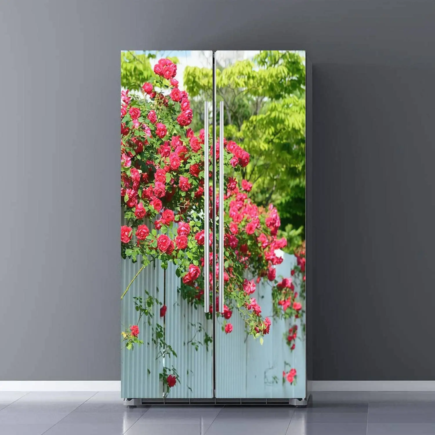 Spring Flowers Refrigerator Wrap Colorful Floral Decal Door Mural ...