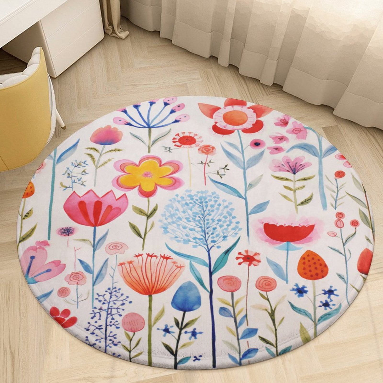 Spring Flowers Round Area Rugs for Bedroom Living Room, 3FT Soft Indoor ...