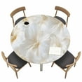 Spring Flowers Round Fitted Tablecloth with Elastic Edge Abstract ...