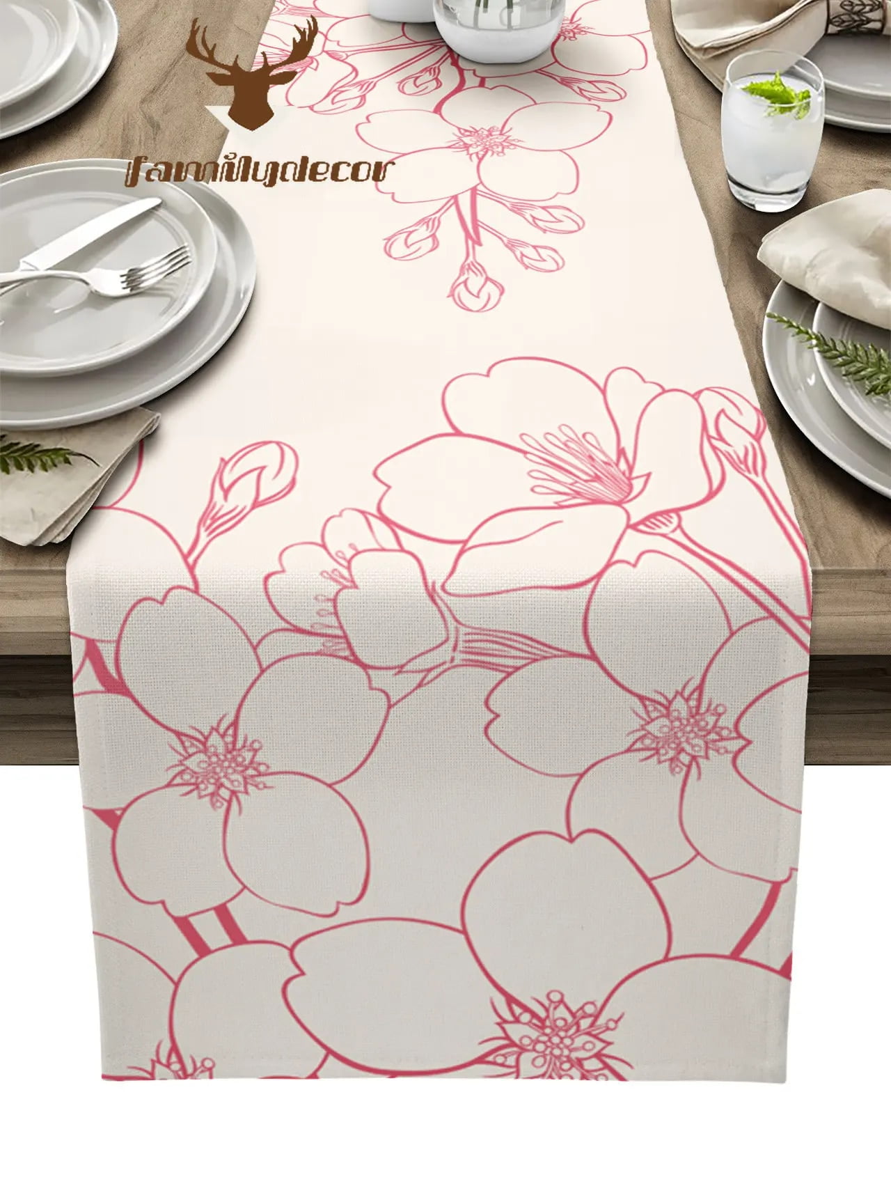 Spring Flowers Simple Table Runner Home Wedding r Table Flag Mat Table ...