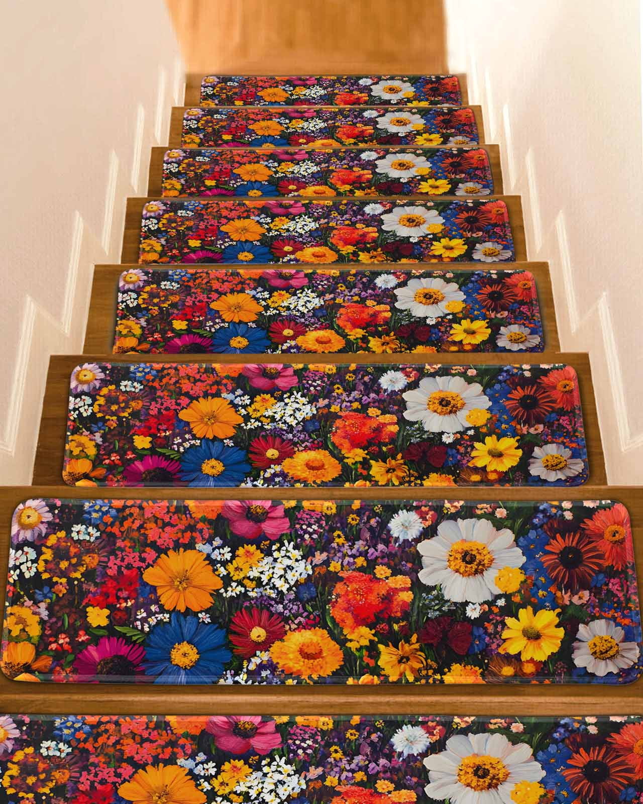 Spring Flowers Stair Treads for Wooden Steps Indoor Runner Rug Carpet ...