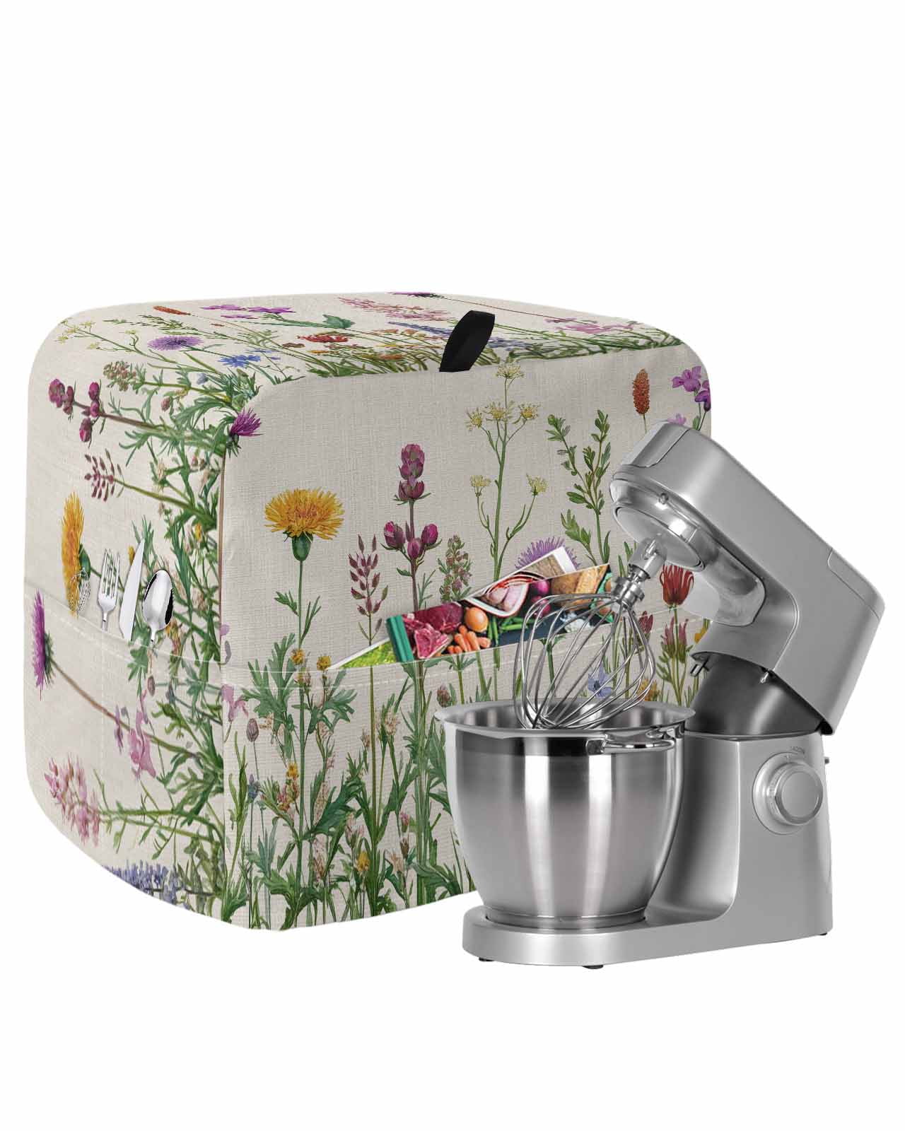 Spring Flowers Stand Mixer Dust Cover with Storage Pocket & Handles ...