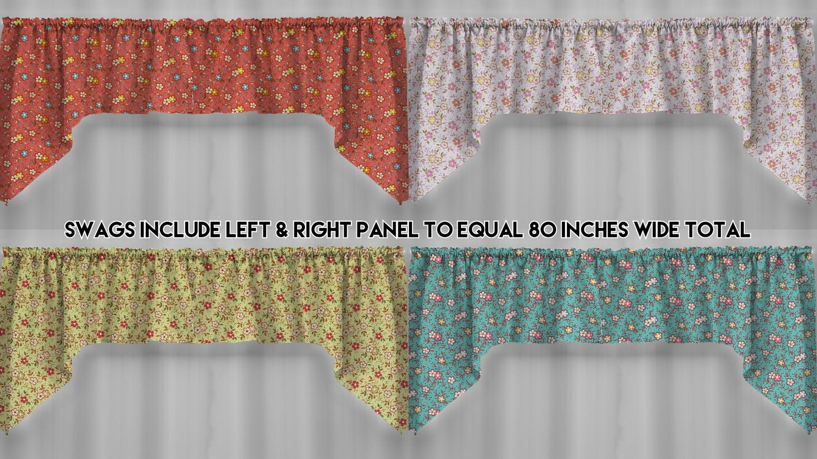 Spring Flowers Swag Panels by Penny's Needful Things (Set of 2) 36 Inch ...