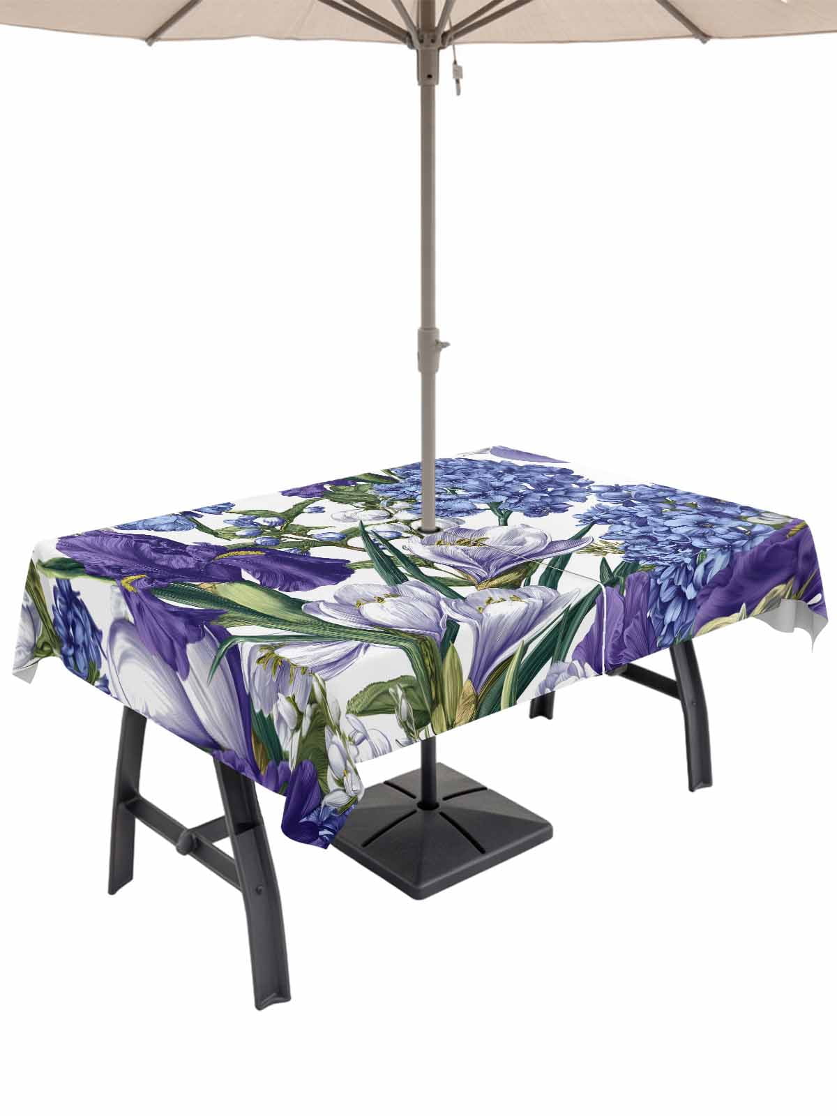 Spring Flowers Table Cloth Rectangle Outdoor Tablecloth, Purple ...