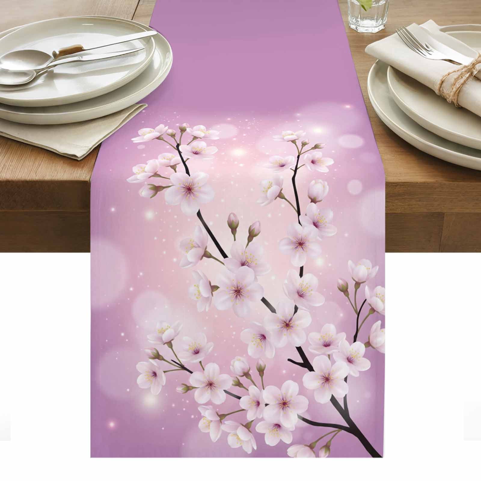 Spring Flowers Table Runner 16 x 72 Inch, Japanese Cherry Blossom ...