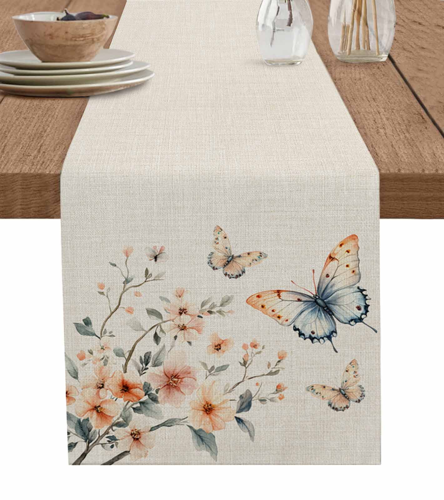 Spring Flowers Table Runner 36 Inches, Vintage Farmhouse Botanical ...