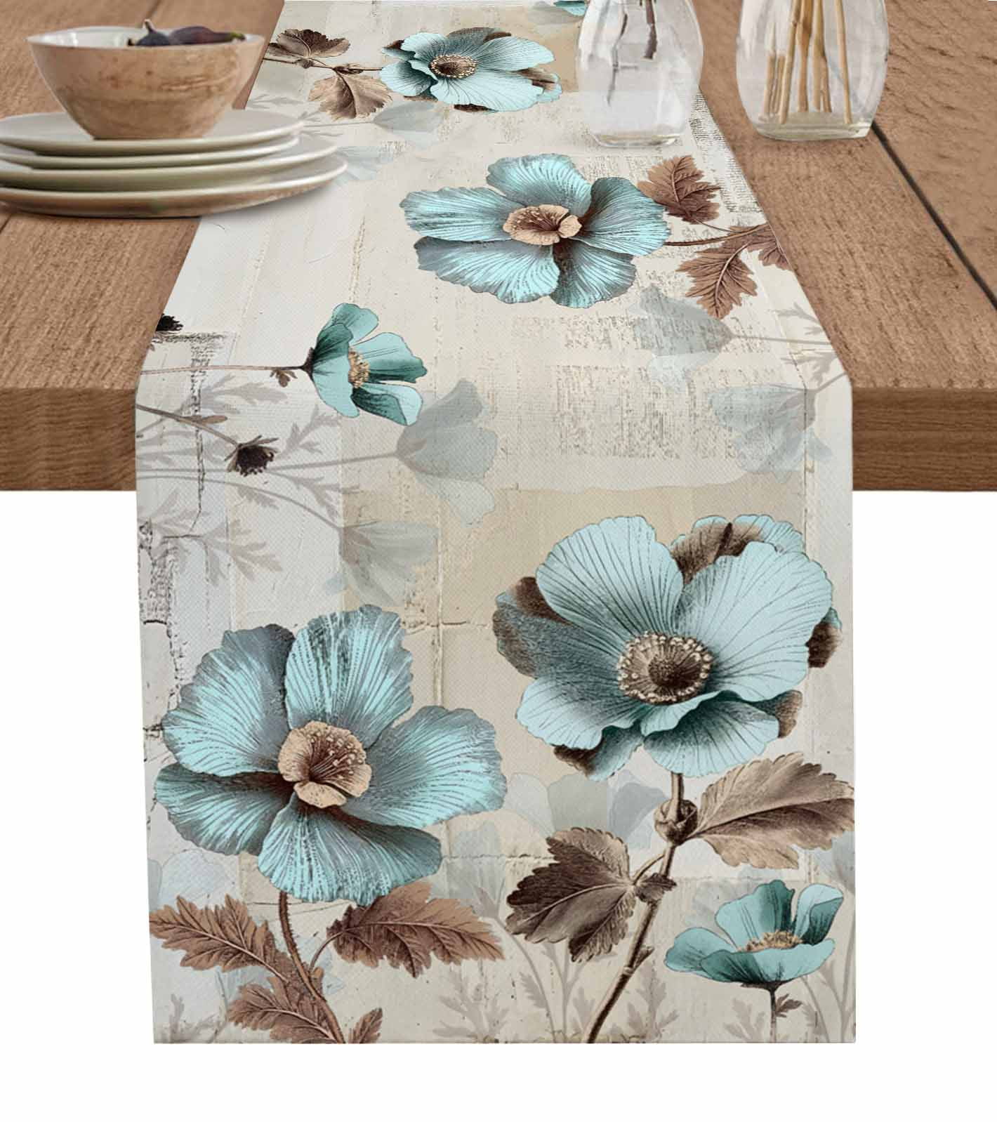 Spring Flowers Table Runner 70 Inches, Farmhouse Retro Spring Tulip ...