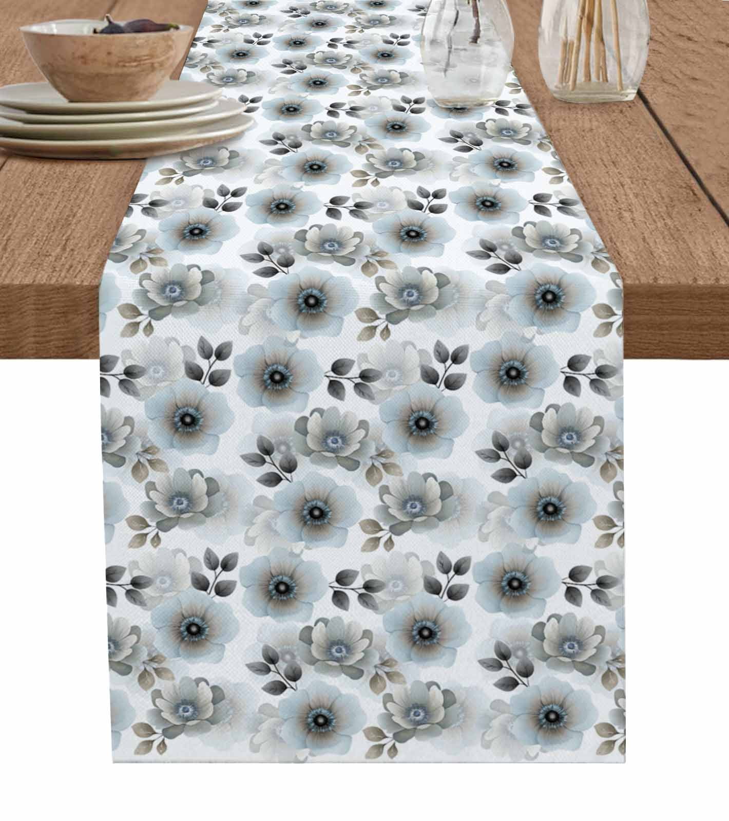 Spring Flowers Table Runner 72 Inches, Pastoral Pastel Floral ...