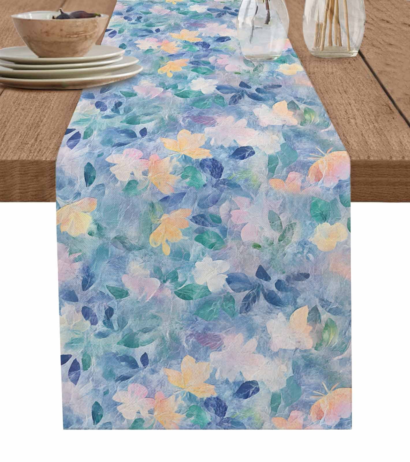 Spring Flowers Table Runner 90 Inches, Vintage Country Botanical Daisy ...