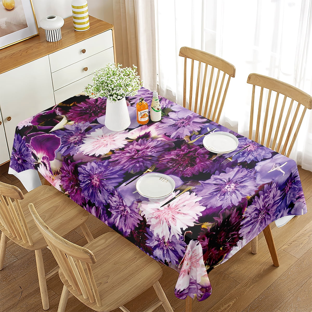 Spring Flowers Tablecloth Beautiful Flowers Plant Art r Rectangle ...