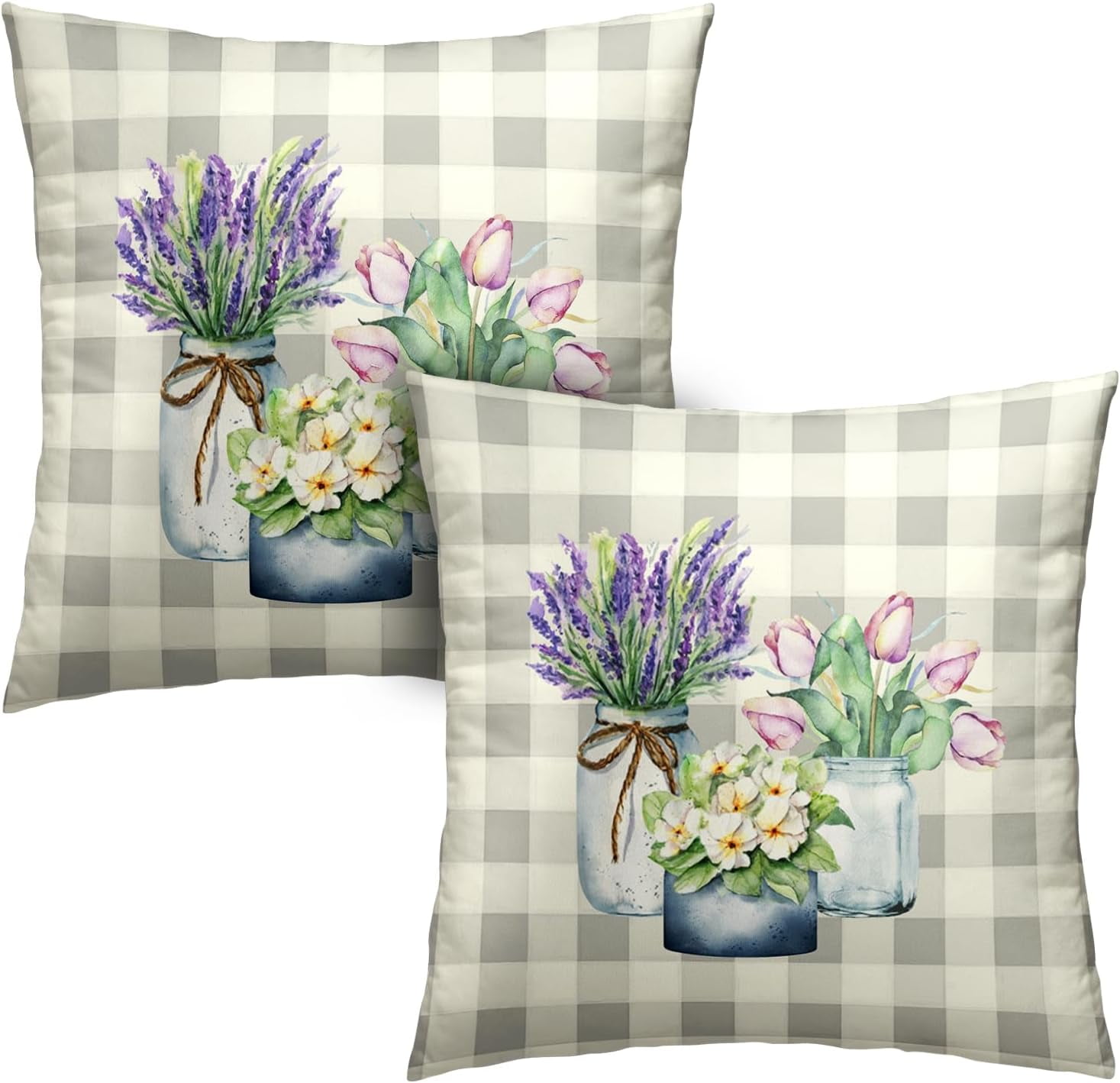 Spring Flowers Throw Pillow Covers Flowers Tulip Lavender Pillow Cases ...