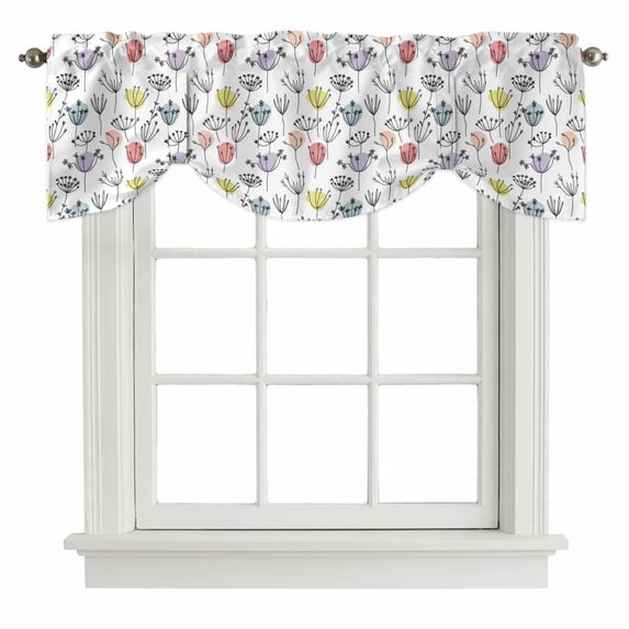 Spring Flowers Tie Up Valance for Windows, Colorful Dandelion Line ...