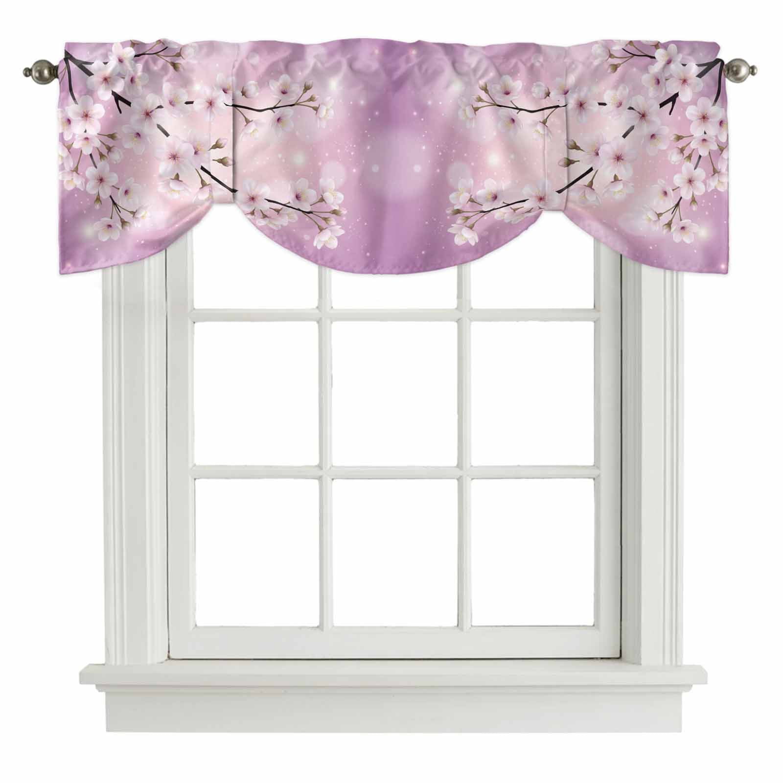Spring Flowers Tie Up Valance for Windows, Japanese Cherry Blossom ...