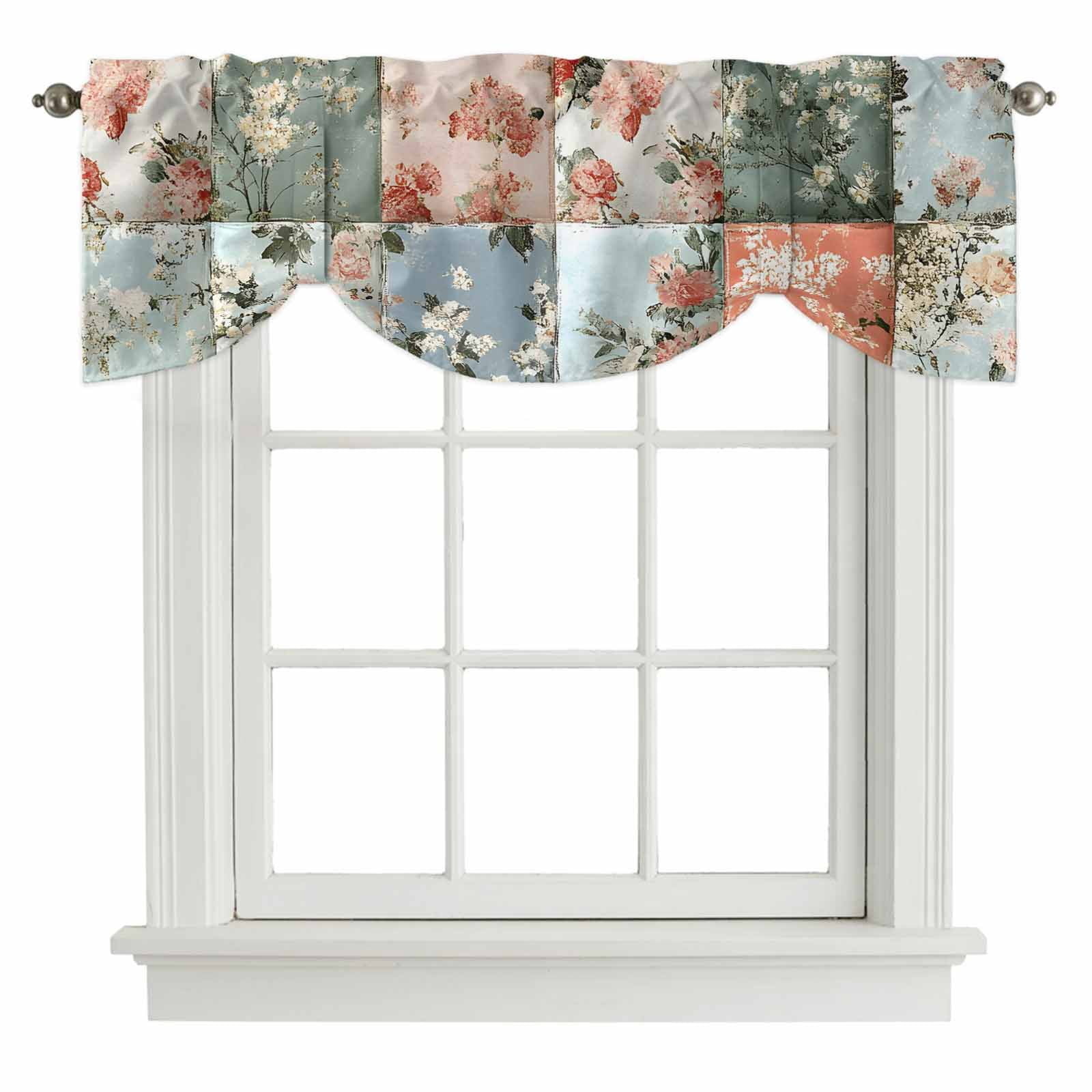 Spring Flowers Tie Up Valance for Windows, Retro Cherry Blossoms ...